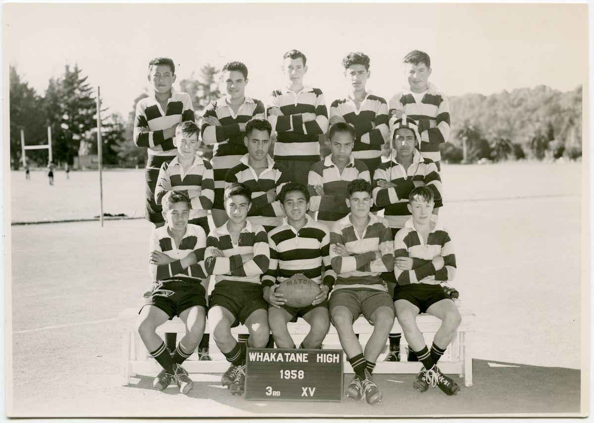 Group Portrait, 1958 3rd XV Rugby Team, Whakatāne High School ...